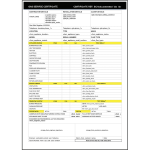 Gas Service Certificate & Maintenance Record Form For ServiceM8