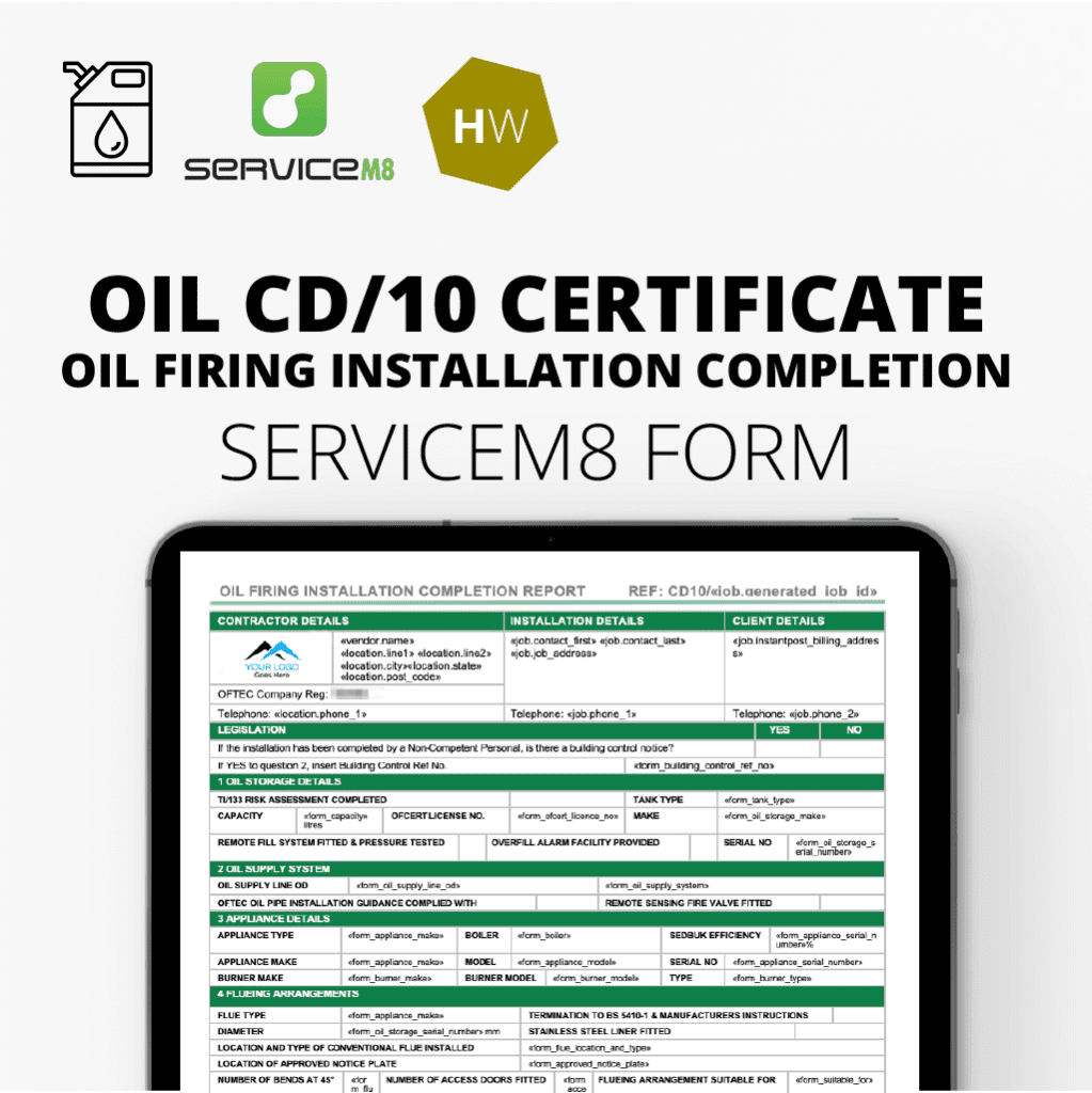 Gas Service Certificate & Maintenance Record Form For ServiceM8
