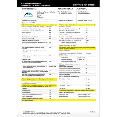 CP42 Gas Safety Form (Commercial Catering Appliances) For ServiceM8
