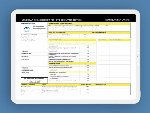 Legionella Risk Assessment ServiceM8 Form - Hazel Whicher