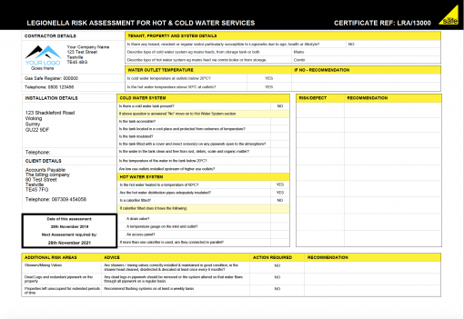Legionella Risk Assessment ServiceM8 Form (Digital Product) - Hazel Whicher